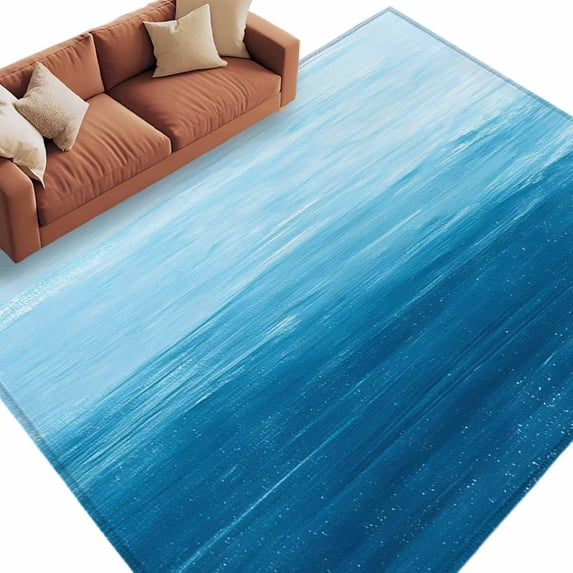 Abstract Ocean Rectangle Area Rug 8x10 ft Sky Blue Gradient Oil ...