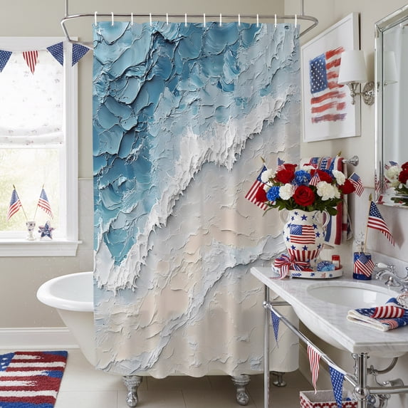 Abstract Ocean Scene Oil Painting Art Shower Curtain for Bathroom ...