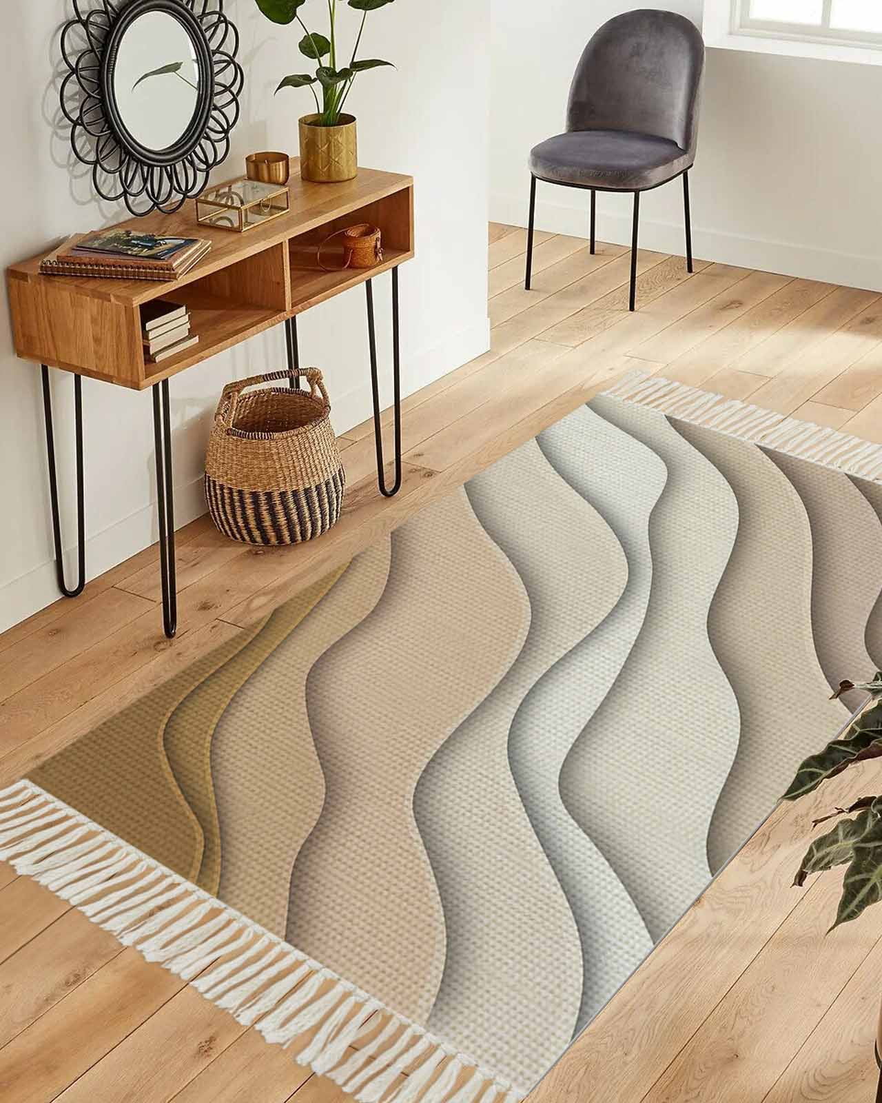Abstract Ocean Seawaves,Area Rug 3x5ft Woven Runner Rug,Modern Ombre ...