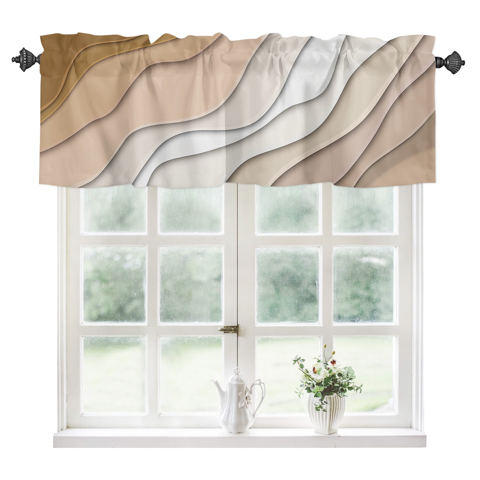 Abstract Ocean Seawaves, Kitchen Valances for Windows 54x18 Inch ...