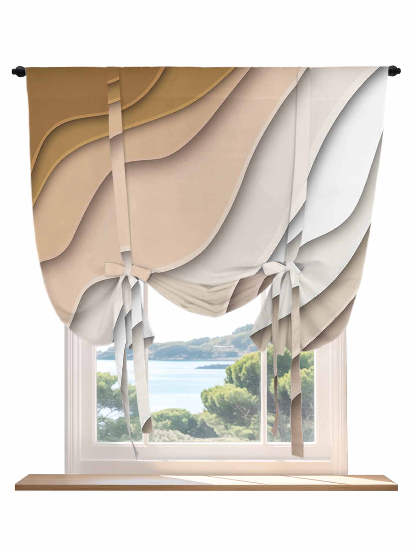 Abstract Ocean Seawaves, Tie Up Curtains for Windows 45 Inch Length ...