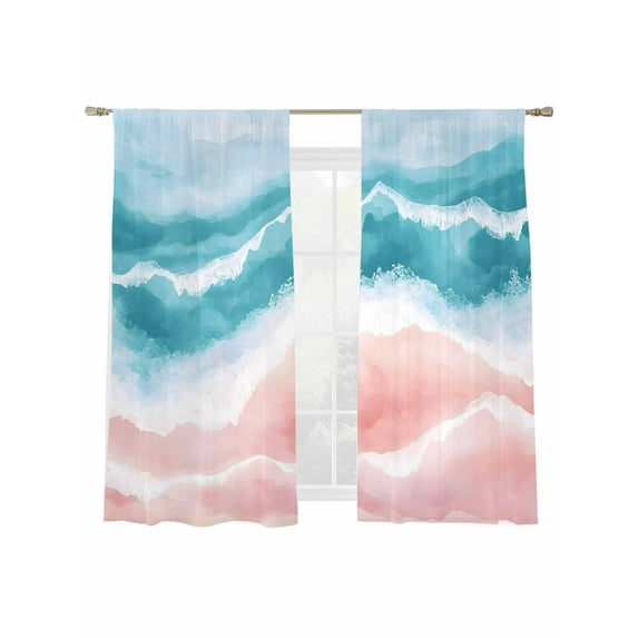 Abstract Ocean Sheer Curtains for Living Room Bedroom, Light-filtering ...