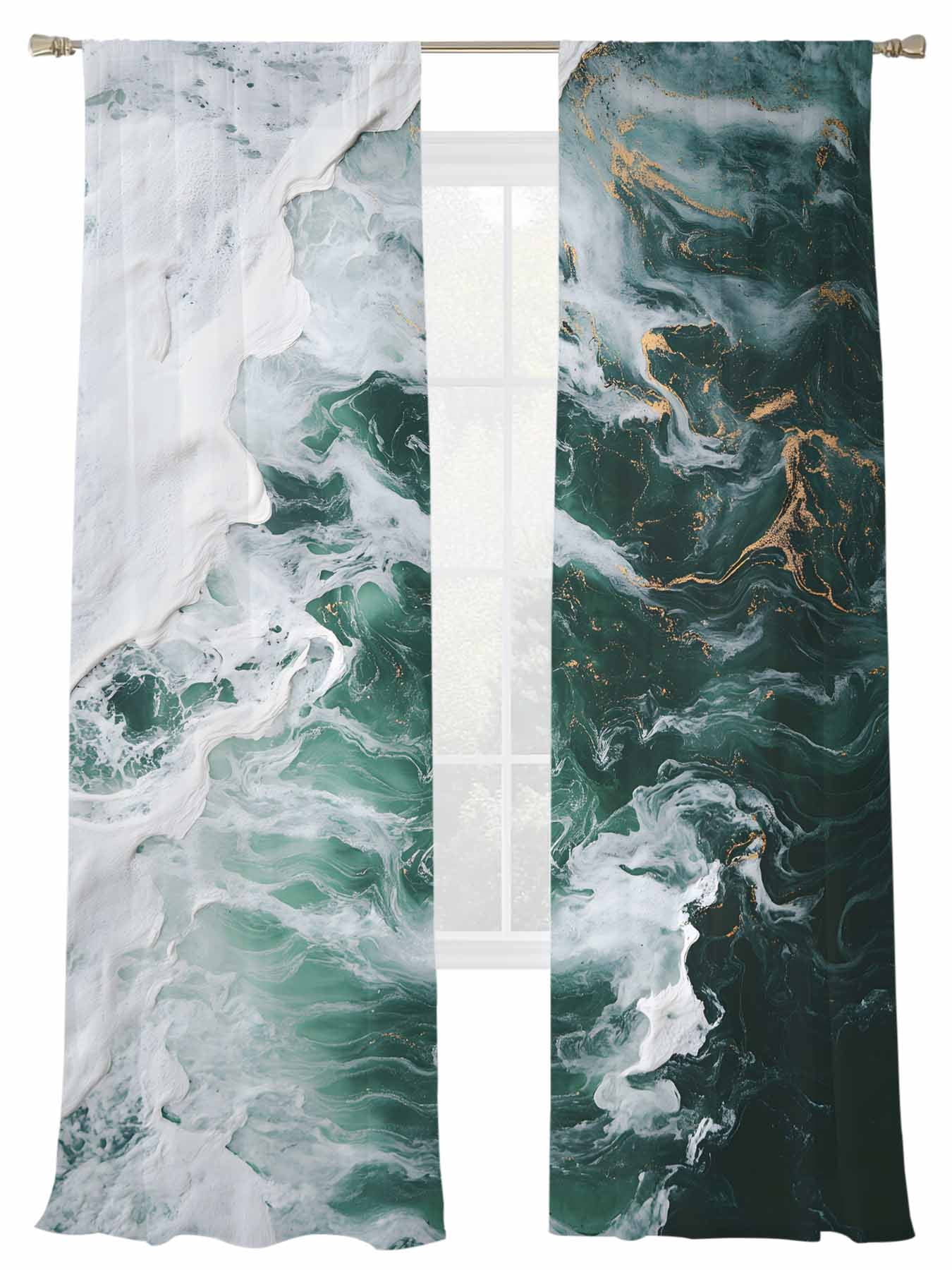 Abstract Ocean Sheer Curtains for Living Room Bedroom, Light-filtering ...