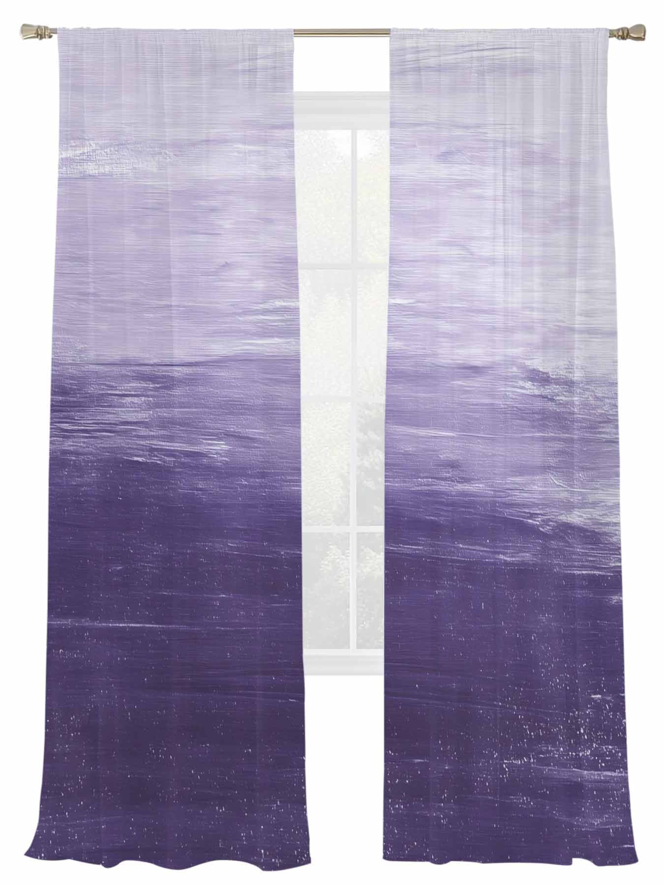 Abstract Ocean Sheer Curtains for Living Room Bedroom, Purple Gradient ...