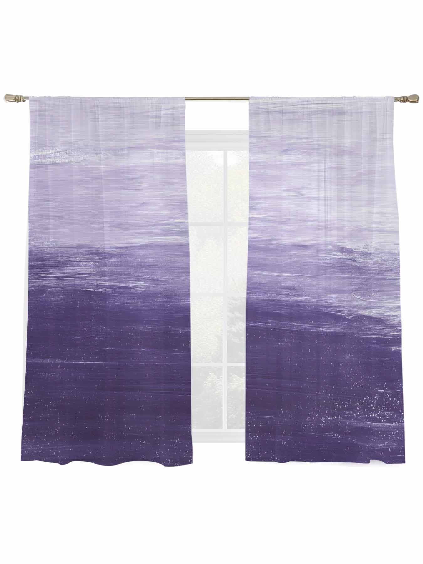 Abstract Ocean Sheer Curtains for Living Room Bedroom, Purple Gradient ...