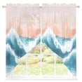 Abstract Ocean Sheer Curtains Swag Valances for Windows Wave Teal ...
