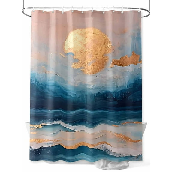 Abstract Ocean Shower Curtain Set ，Waterproof Fabric Shower Curtains ...