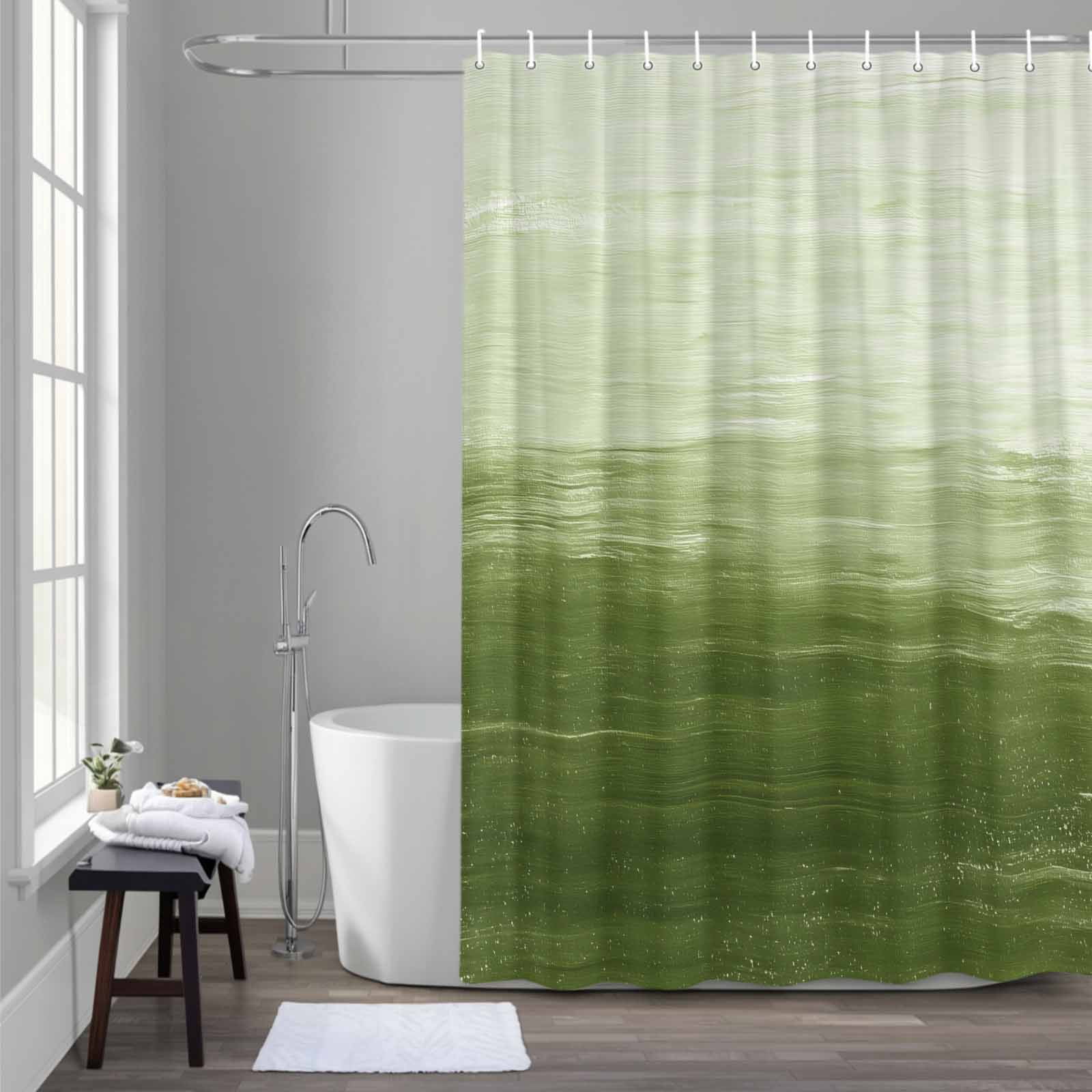 Abstract Ocean Shower Curtain for Bathroom Decor, Green Gradient Oil ...