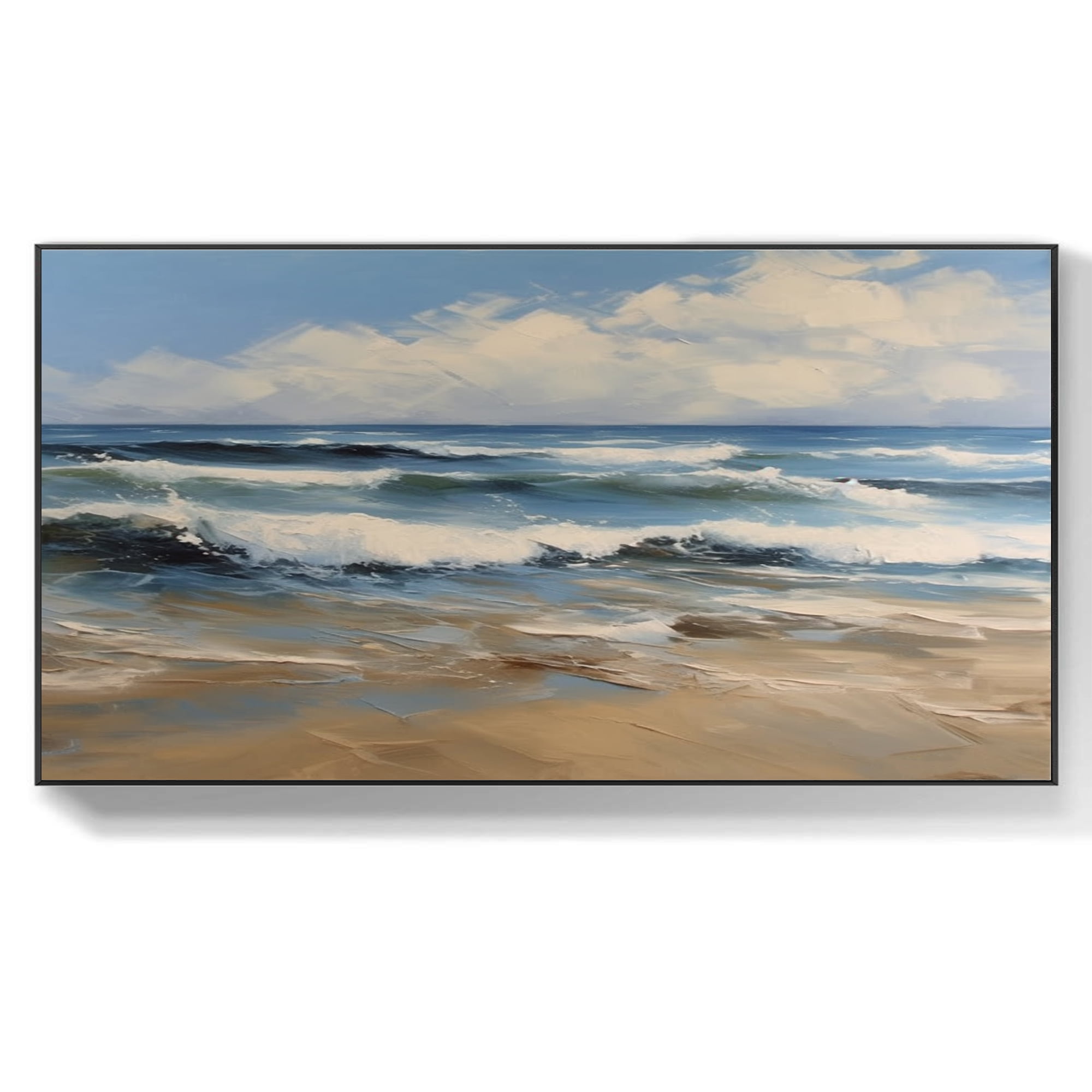 Abstract Ocean Sunset Canvas Painting Original Blue Ocean Canvas Art ...