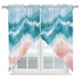Abstract Ocean Swag Curtain Valance for Window 2 Panels Wave Pink Teal ...