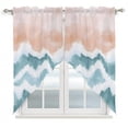 Abstract Ocean Swag Curtain Valance for Window 2 Panels Wave Teal Blue ...