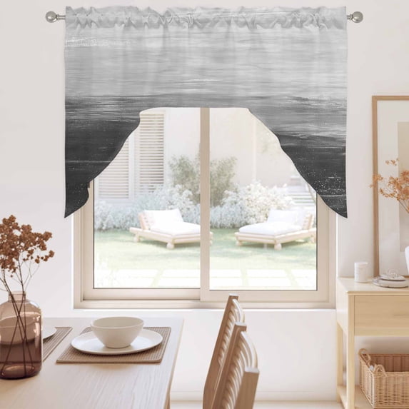 Abstract Ocean Swag Valance for Windows, Black Gradient Oil Painting ...