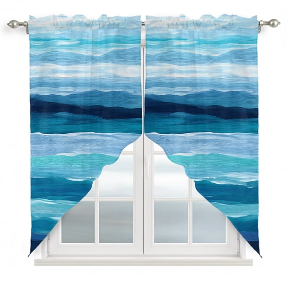 Abstract Ocean Swag Valances for Windows 36 inches Long, Watercolor ...