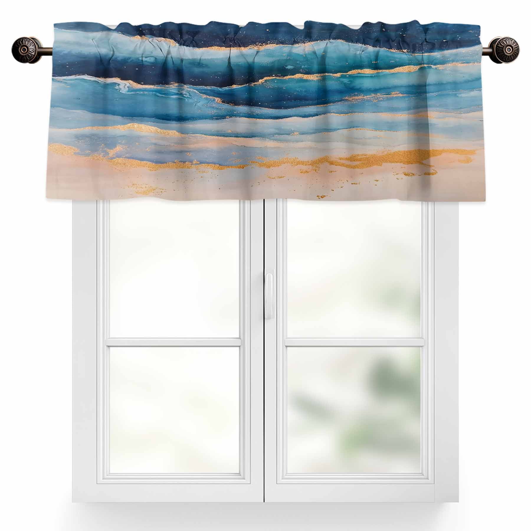 Abstract Ocean Valances for Windows, 60 x 18in, Gradient Sea Wave Oil ...