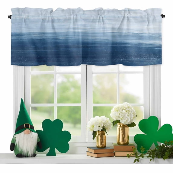 Abstract Ocean Valances for Windows, Blue Gradient Oil Painting Texture ...