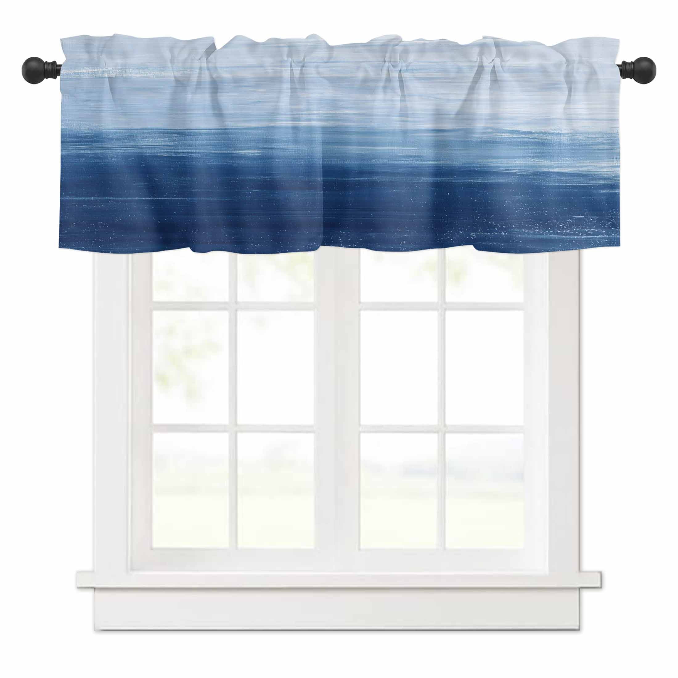 Abstract Ocean Valances for Windows Dark Blue Gradient Oil Painting ...