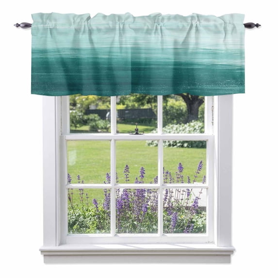 Abstract Ocean Valances for Windows, Teal Gradient Oil Painting Texture ...