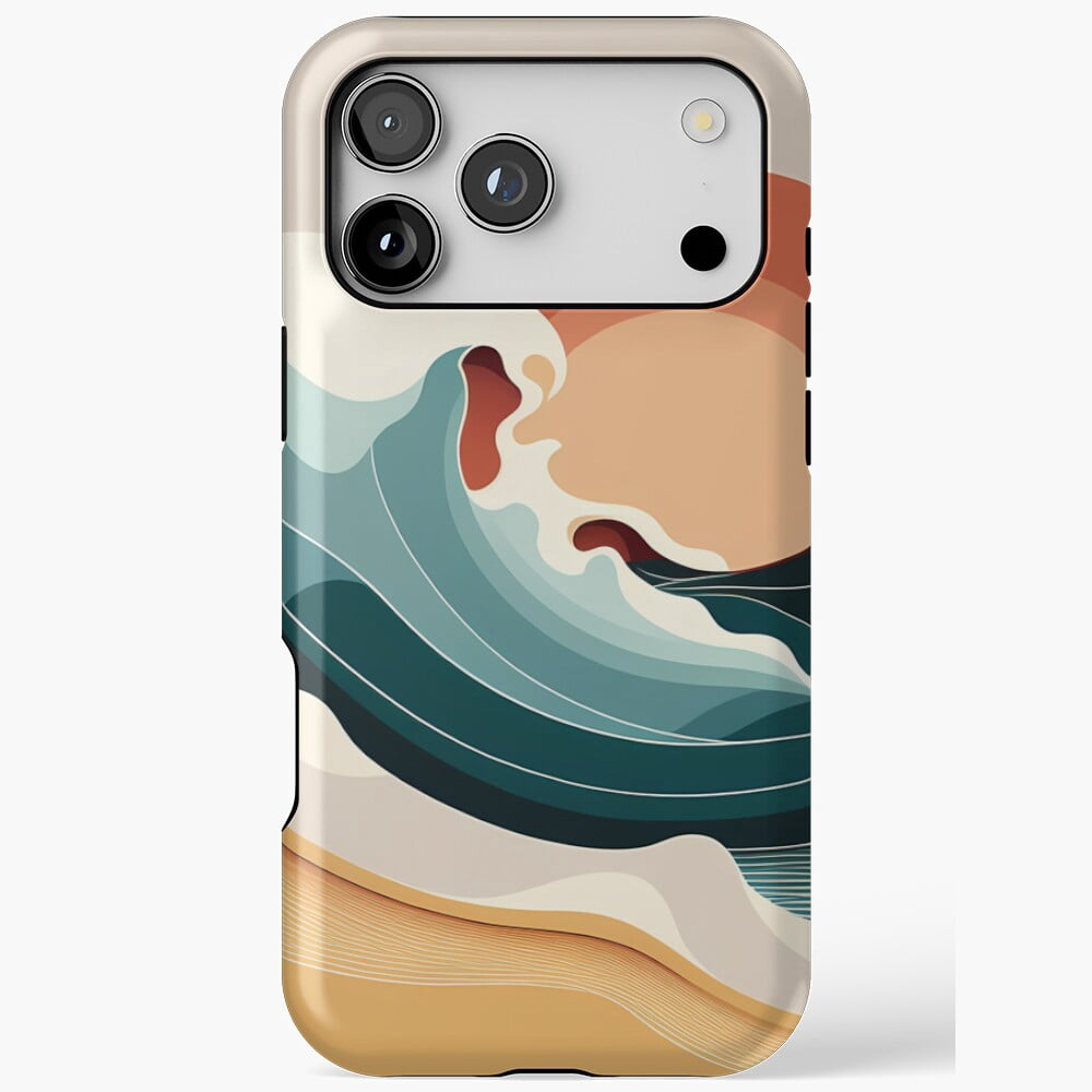 Abstract Ocean Wave Art for iPhone Case 11 through 17 Pro Max - Sunset ...
