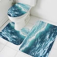 Abstract Ocean Wave Bathroom Rugs Set Modern Blue Marine Non Slip ...