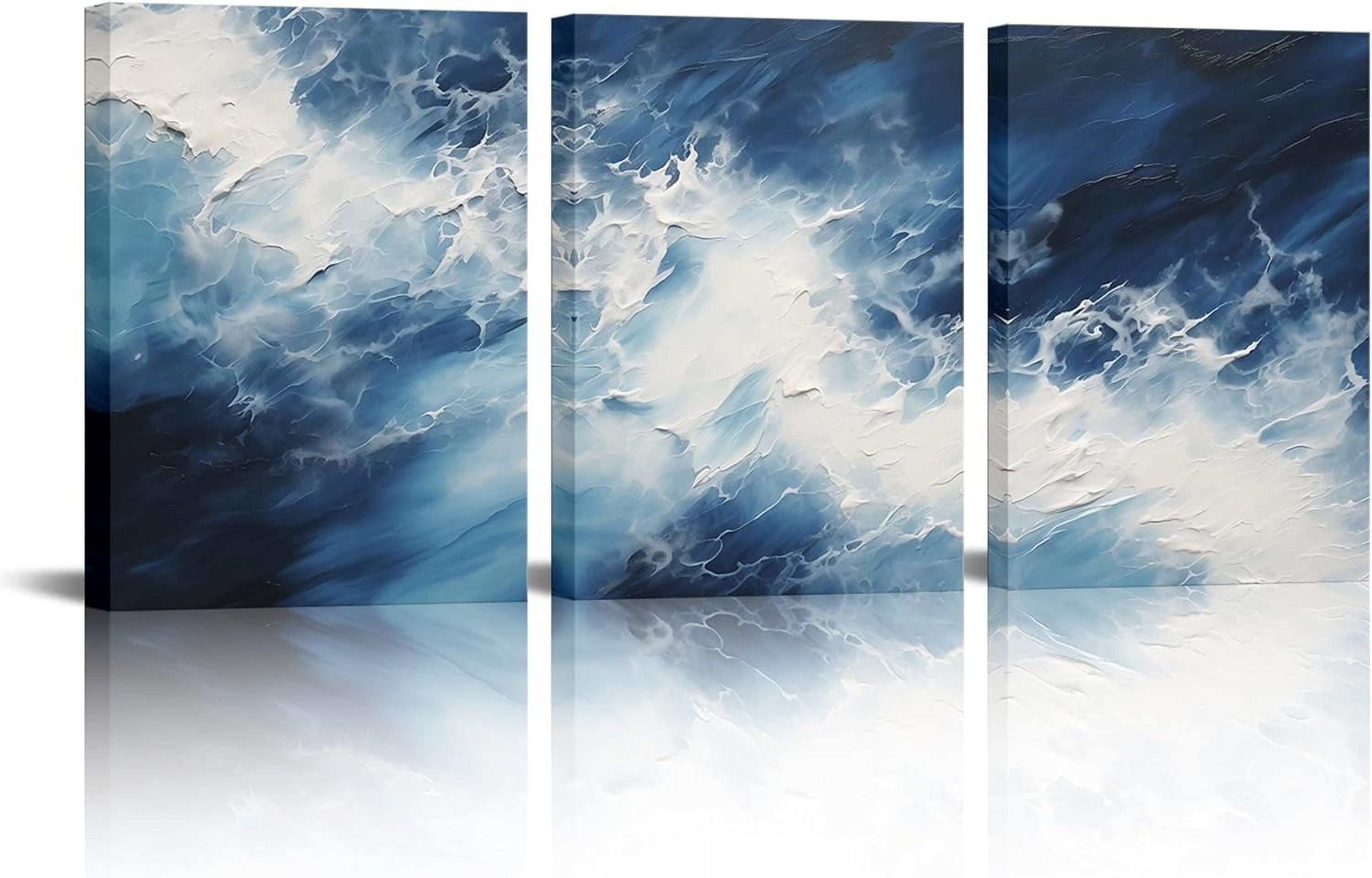 Abstract Ocean Wave Beach Wall Art Black and White Abstract Sea ...