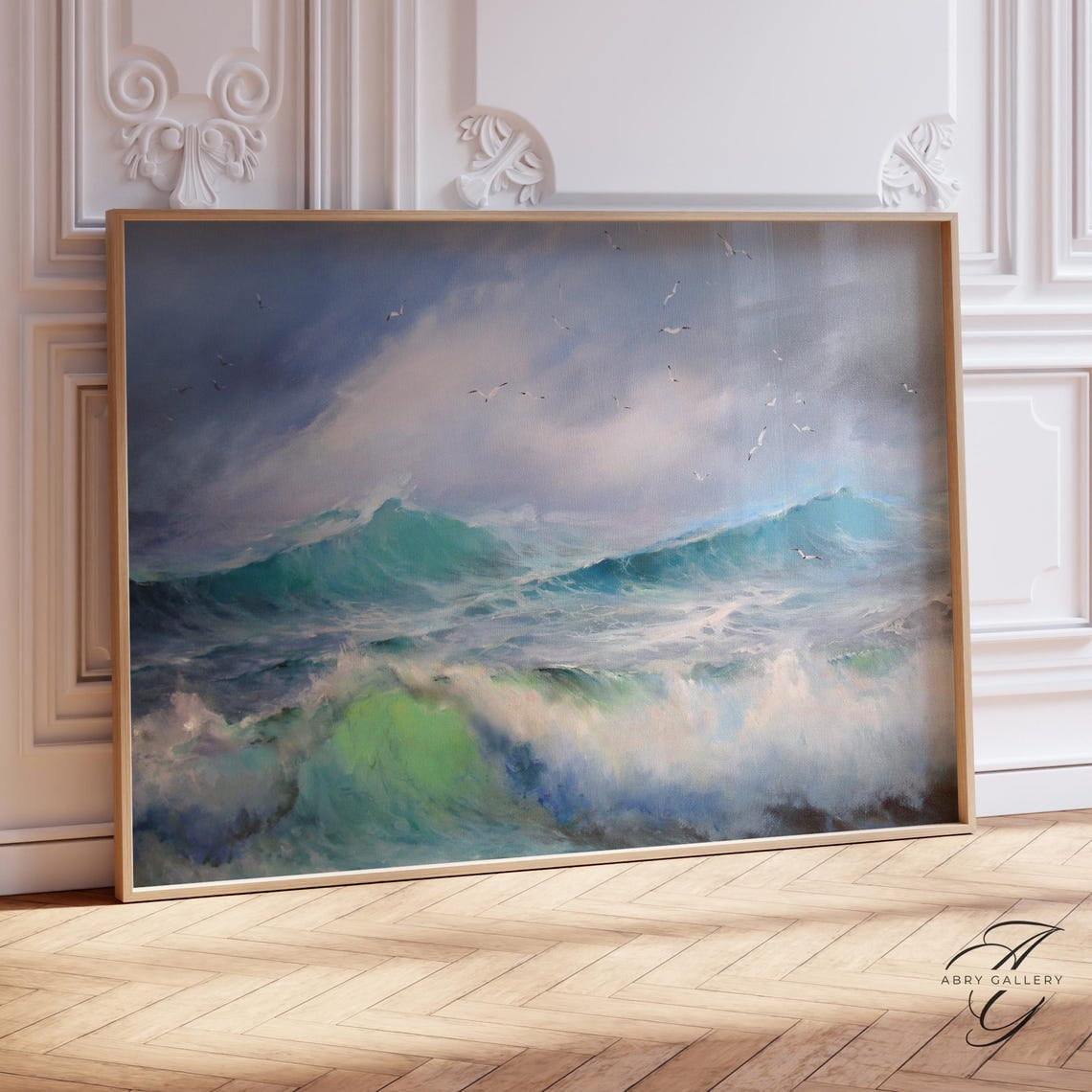 Abstract Ocean Wave Poster: Coastal Beach House Decor Pai23, Unframed ...