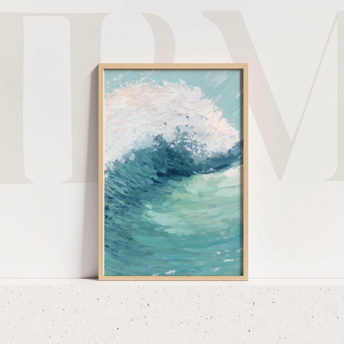 Abstract Ocean Wave Print, Coastal Aqua Blue Seascape Home Decor #618 ...