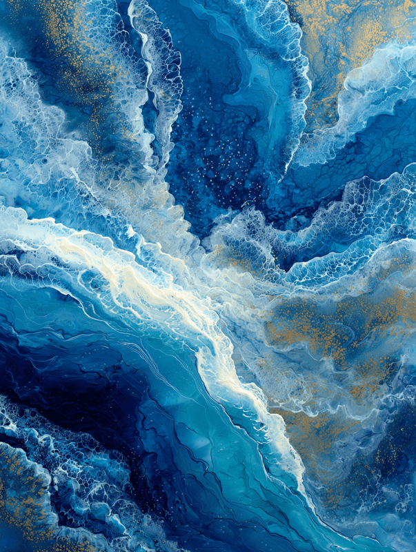 Abstract Ocean Wave Resin Canvas Print, Coastal Art for Living Room ...