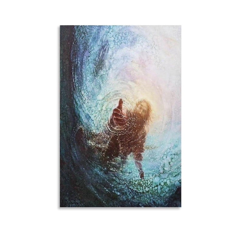 Abstract Ocean Wave Swirl Art Print, Turquoise Teal Blue Sea Foam ...