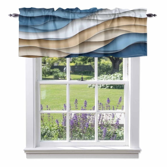 Abstract Ocean Wave Water Ripple Valances for Windows,Kitchen Valance ...