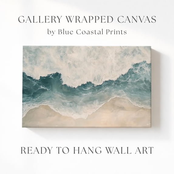 Abstract Ocean Waves Aerial Art Teal Shoreline For Living Room Modern ...