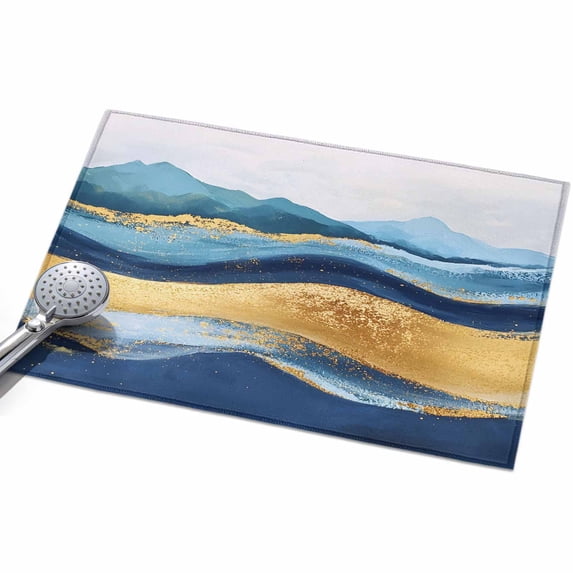 Abstract Ocean Waves Area Rugs 2x3ft Gradient Teal Gold Mountain Art ...