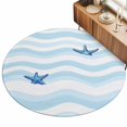Abstract Ocean Waves Area Rugs 3.3' (Round) Nautical Starfish Blue ...