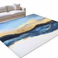 Abstract Ocean Waves Area Rugs 3x5ft Gradient Gold Blue Mountain Art ...