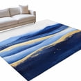 Abstract Ocean Waves Area Rugs 4x6ft Gradient Blue Gold Mountain Art ...