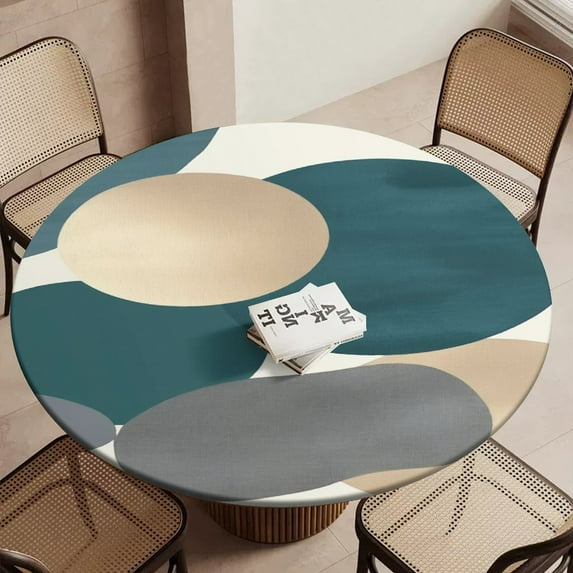 Abstract Ocean Waves Art Print Round Table Cover Kitchen Printed ...