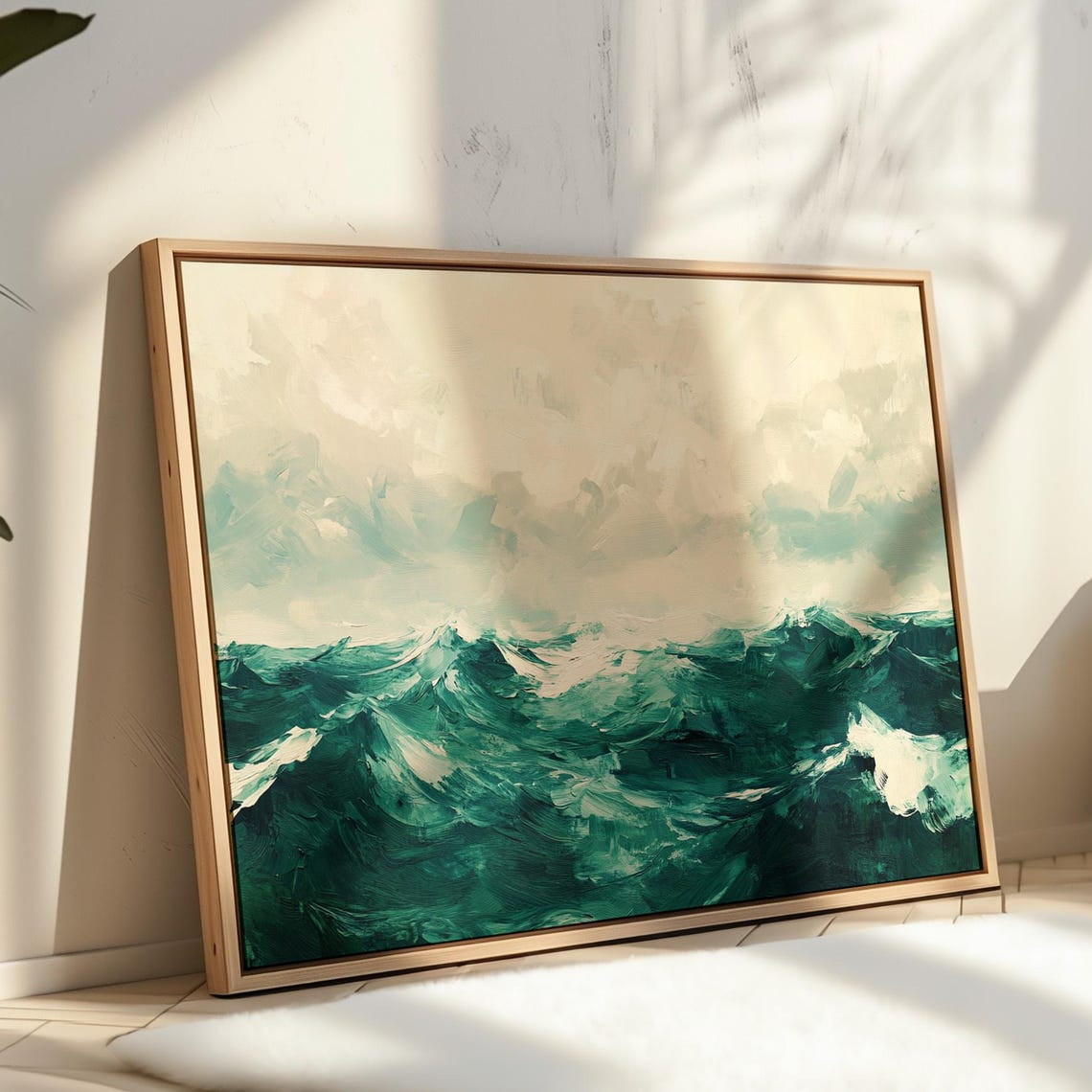 Abstract Ocean Waves Art Print – Teal Sea Brushstroke Painting ...
