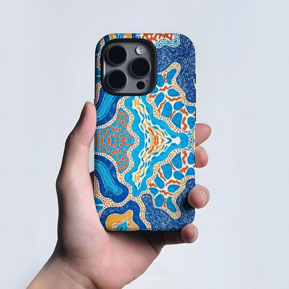 Abstract Ocean Waves Artistic Blue Design iPhone Case 17 16 15 14 13 12 ...