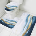 Abstract Ocean Waves Bathroom Rugs Set Gradient Gold Blue Scenery Art ...