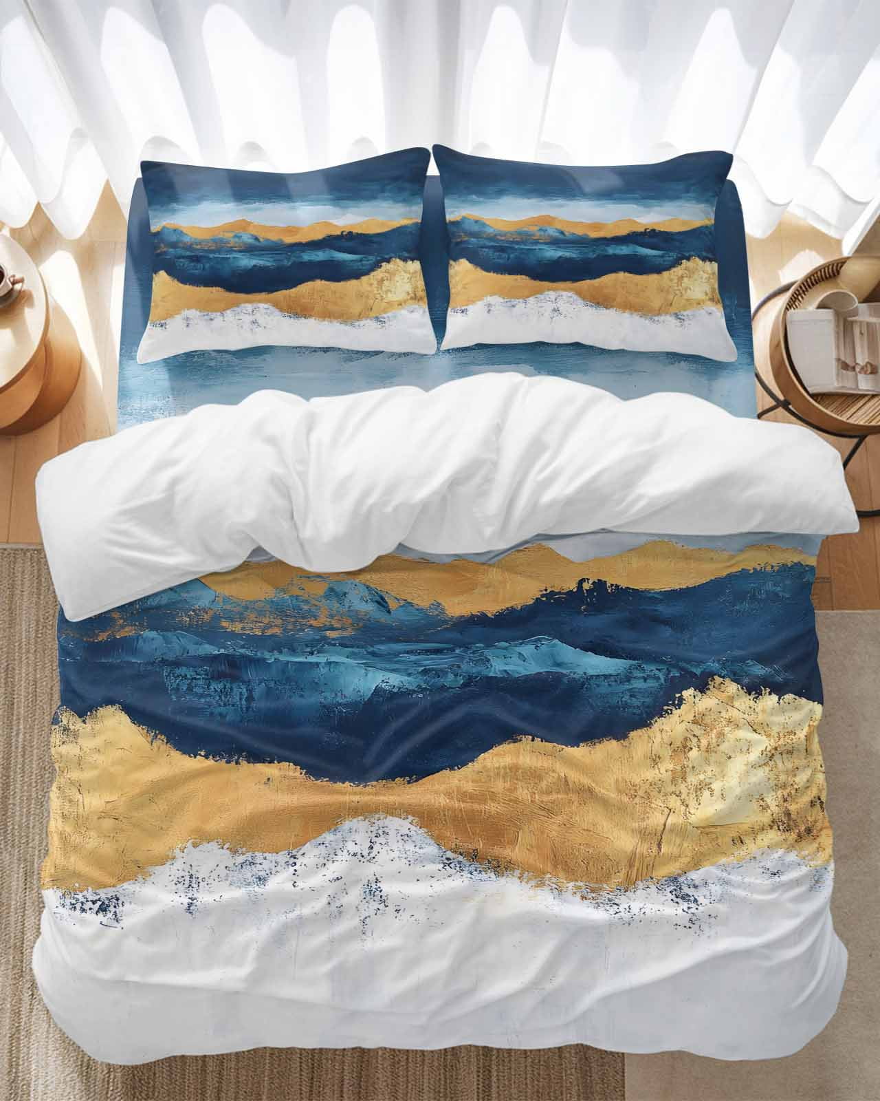 Abstract Ocean Waves Bedding Duvet Cover Set King Size 4 Pieces ...