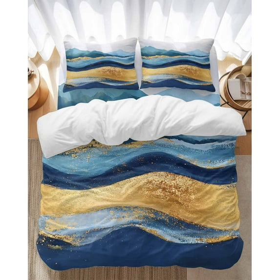 Abstract Ocean Waves Bedding Duvet Cover Set Queen Size 4 Pieces ...