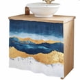 Abstract Ocean Waves Cabinet Curtains Gradient Gold Blue Landscape Art ...