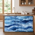 Abstract Ocean Waves Cabinet Curtains for Kitchen 28"W x 51"L, Blue ...