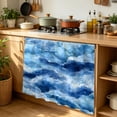 Abstract Ocean Waves Cabinet Curtains for Kitchen 35"W x 35"L, Blue ...