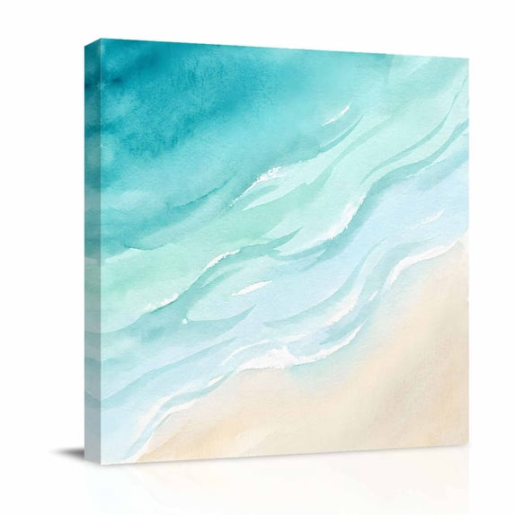 Abstract Ocean Waves Canvas Wall Art for Living Room, Coastal Modern ...