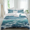 Abstract Ocean Waves Comforter Set California King Size, Modernism Blue ...