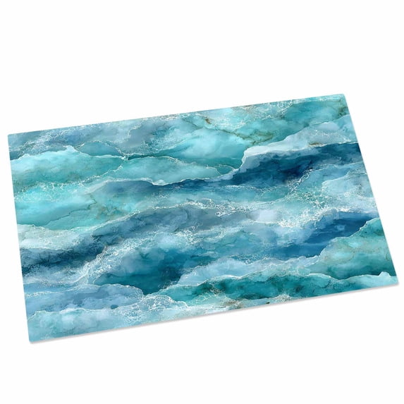 Abstract Ocean Waves Door Mat 18x30 Inch Teal Green Marble Texture ...
