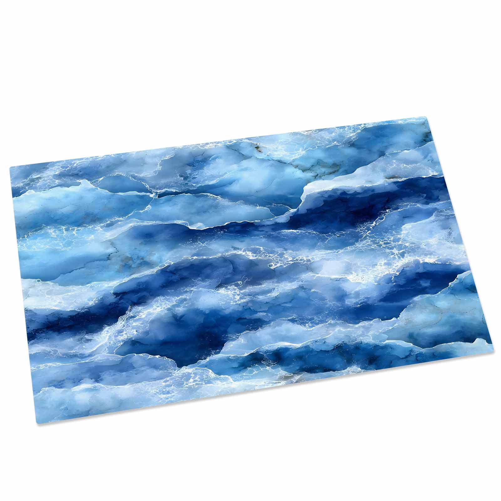 Abstract Ocean Waves Door Mat 20x31.5 Inch Blue Marble Texture Coastal ...