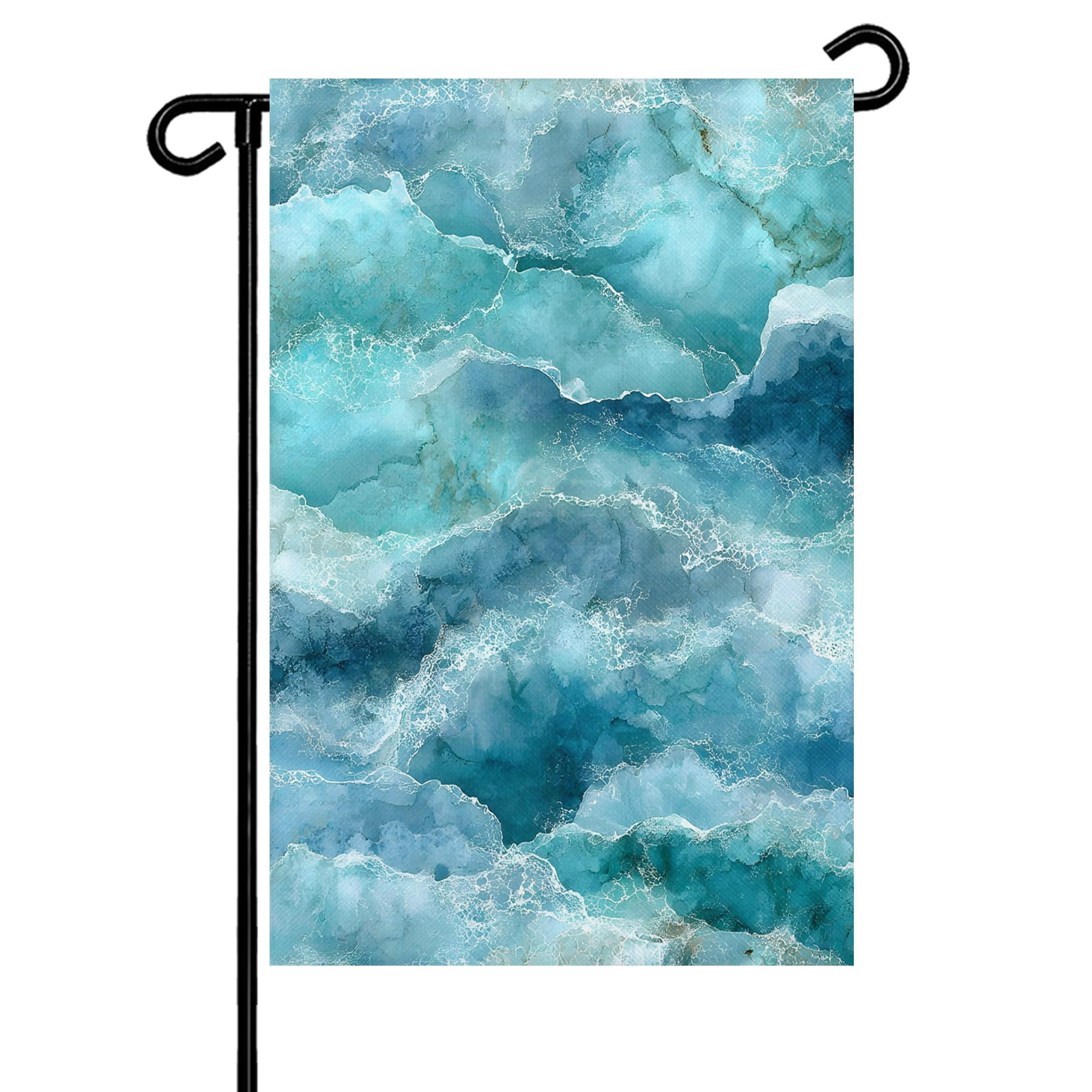 Abstract Ocean Waves Garden Flag 28x40 Inch Teal Green Marble Texture ...