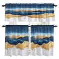 Abstract Ocean Waves Kitchen Curtains Set for Windows, Gradient Gold ...