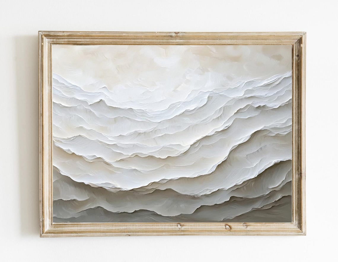 Abstract Ocean Waves Minimalistic Seaside Wall Decor Poster Modern ...